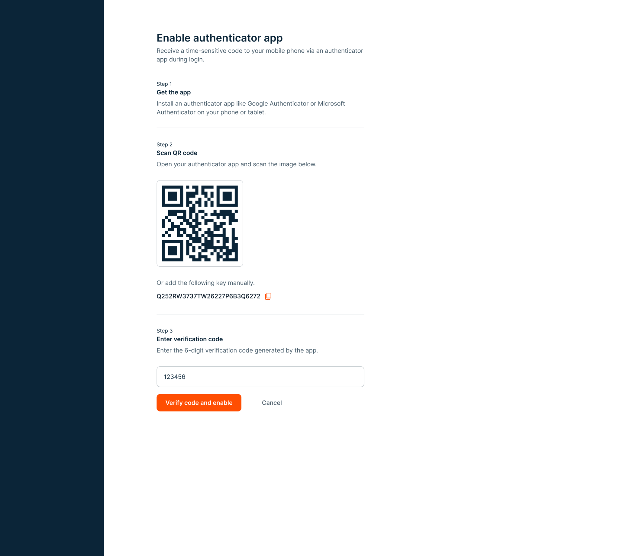Set up MFA: Authenticator app