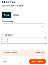 Top-up or reduce a budget