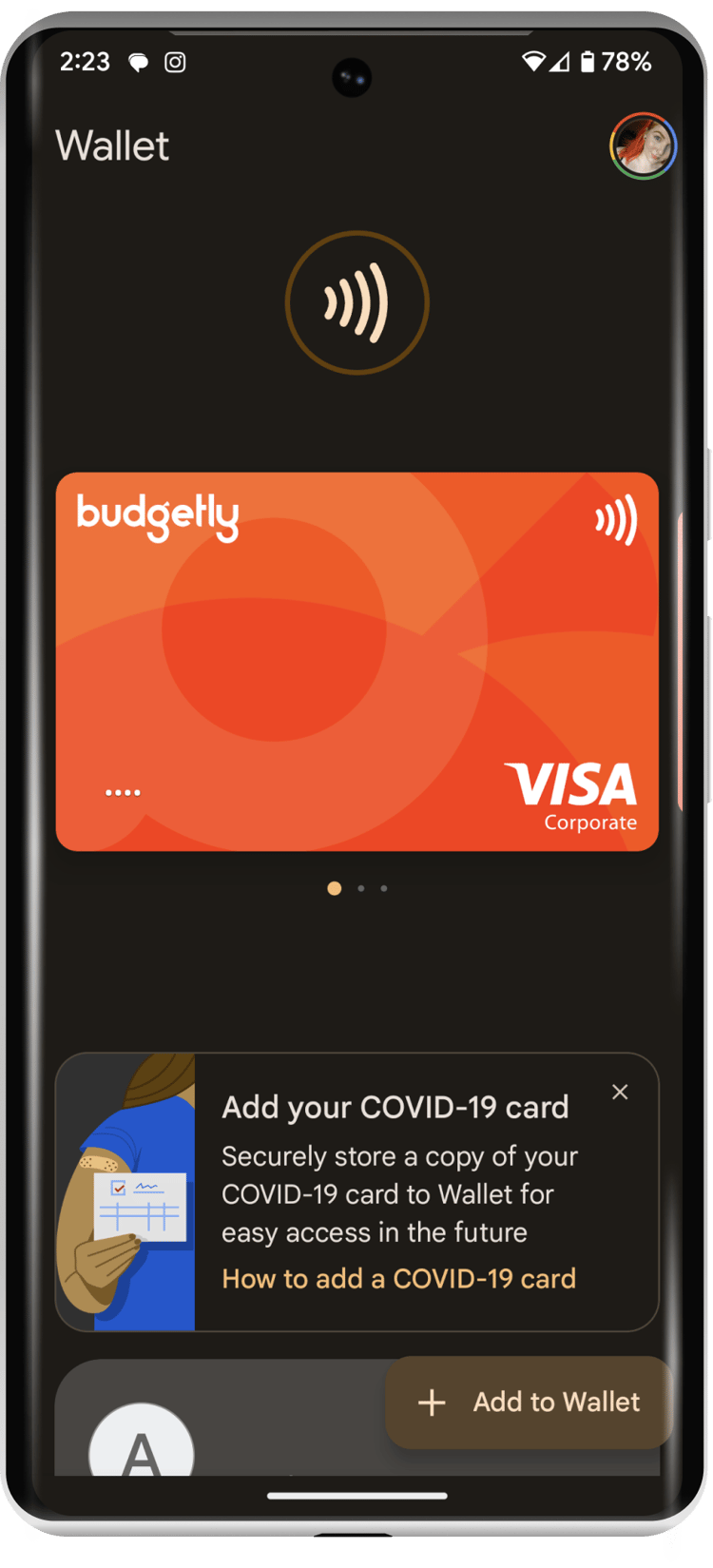 Add card to Google Wallet (Google Pay)